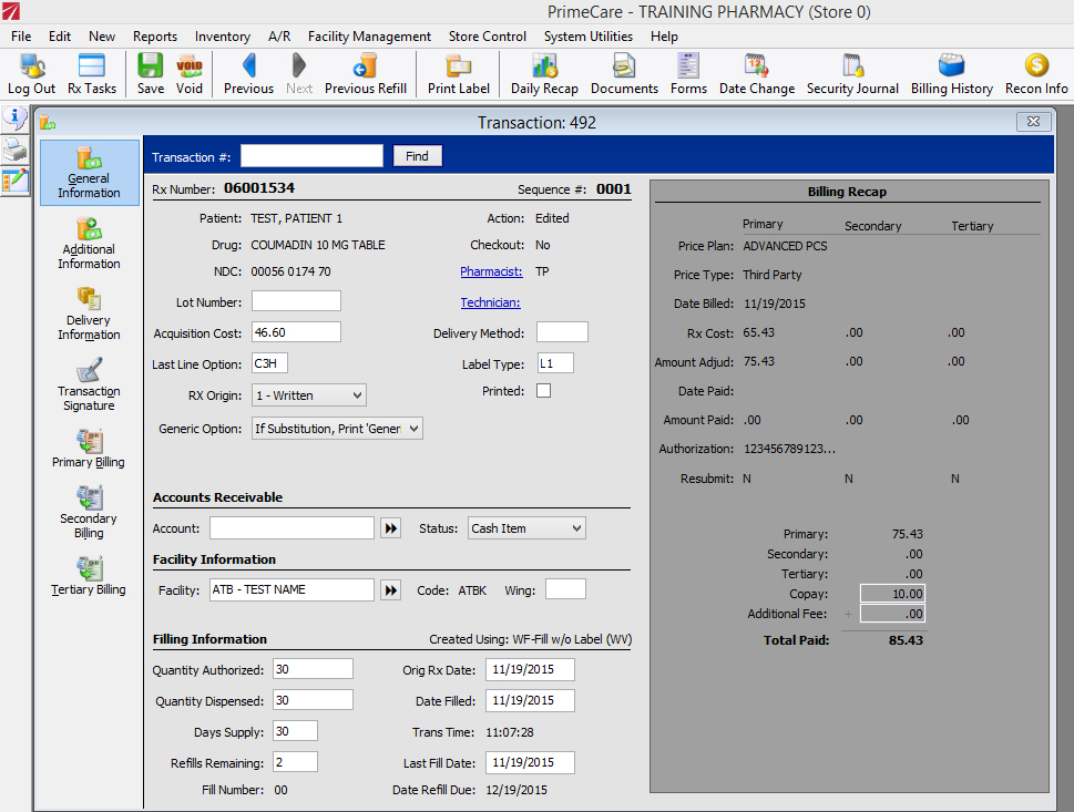 Transaction Record Reconciliation Information